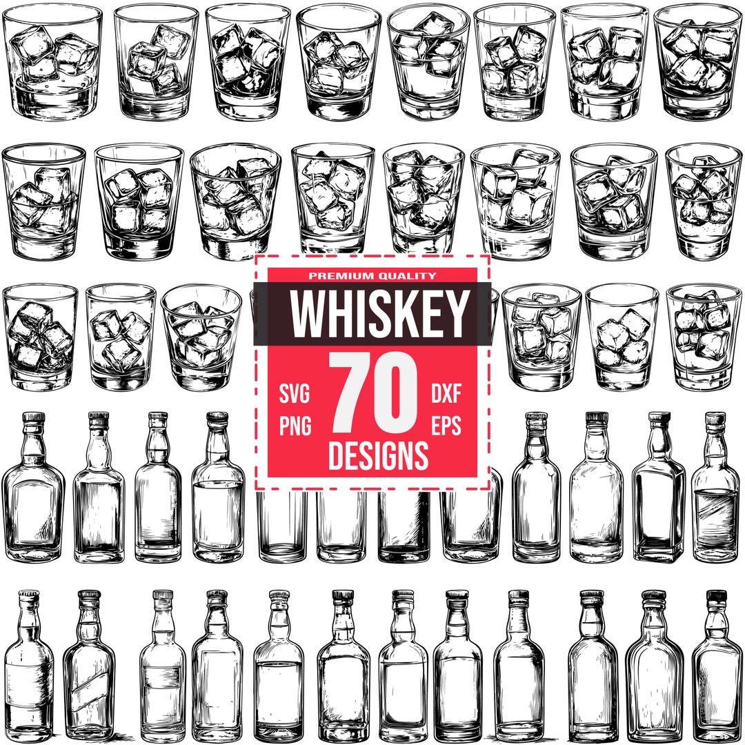 Whiskey Svg Bundle, Whiskey Glass Png, Whiskey Clipart, Whiskey Bottle ...