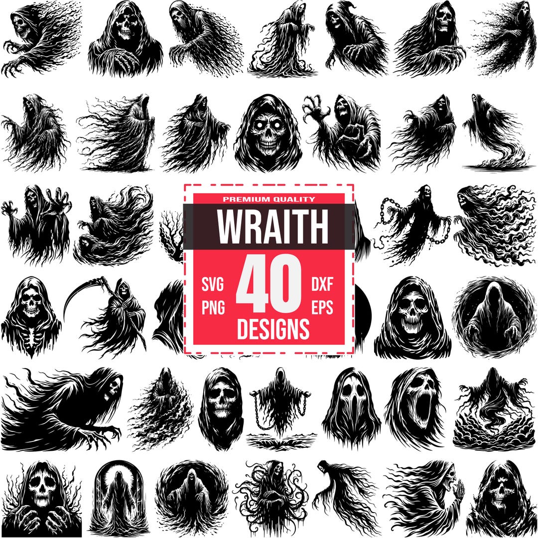 Wraith SVG Bundle | 40 Ghostly and Haunting Designs | Spooky ...