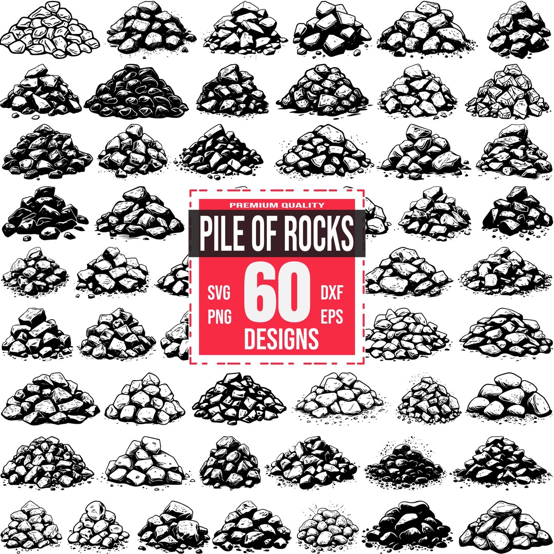 Pile of Rocks Svg Bundle, Pile of Rocks Png, Rock Clipart, Stone Pile ...
