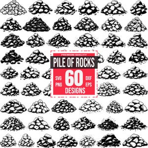 Pile of Rocks Svg Bundle, Pile of Rocks Png, Rock Clipart, Stone Pile ...