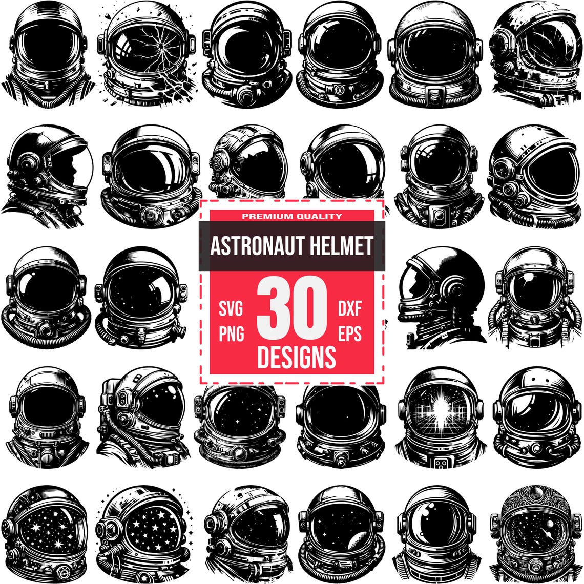 Astronaut Helmet SVG Bundle, Space Helmet Clipart, Sci-fi Helmet PNG ...