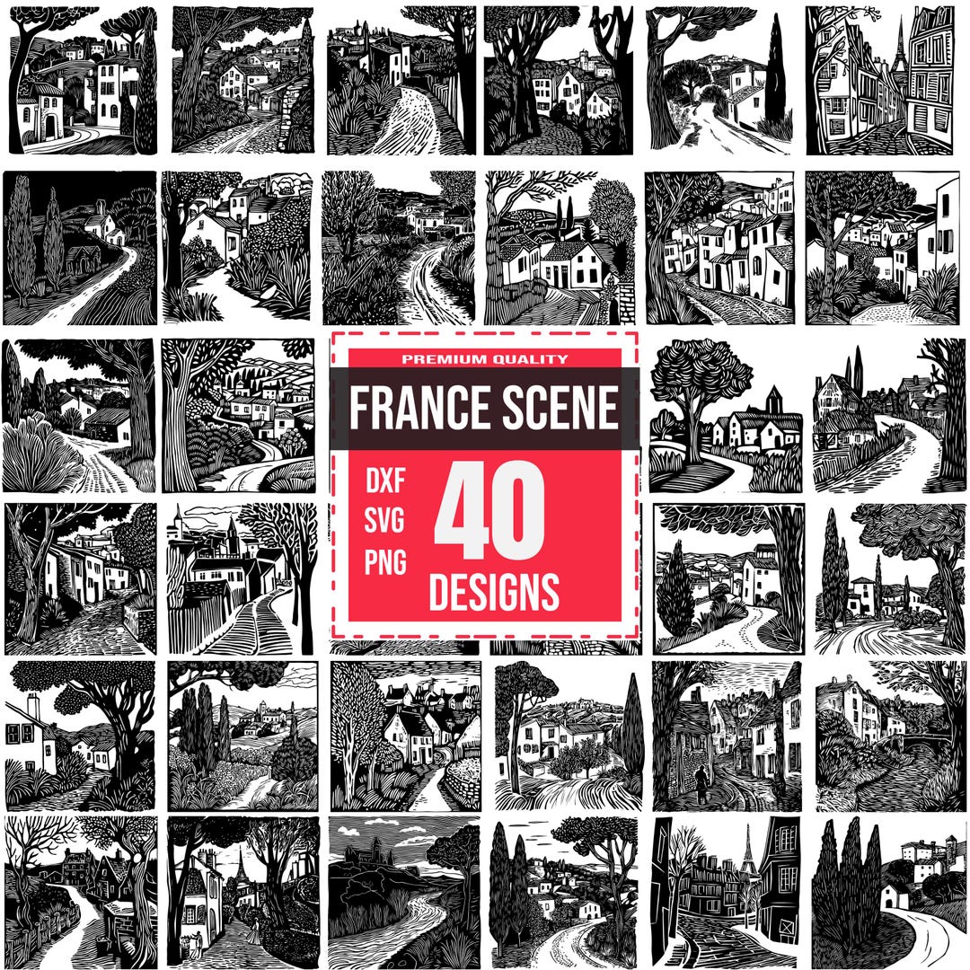 France Scene SVG Bundle, Paris Svg, France Design, French Countryside ...