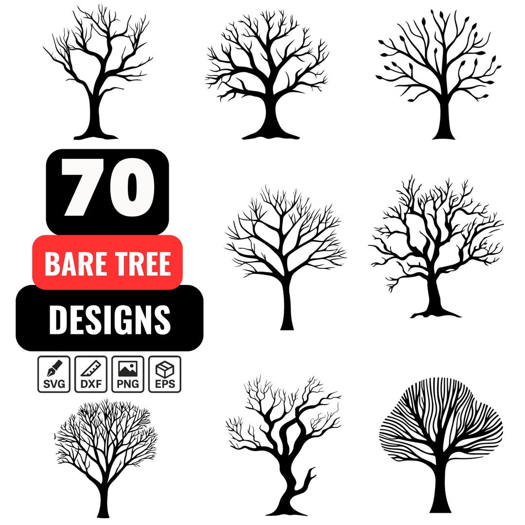70 Bare Tree SVG Bundle | Leafless Tree Silhouette Clipart | Winter ...