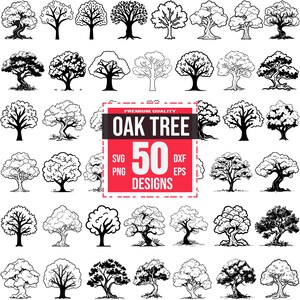 Oak Tree Svg Bundle, Oak Tree Svg, Oak Tree Png, Oak Tree Dxf, Mighty ...