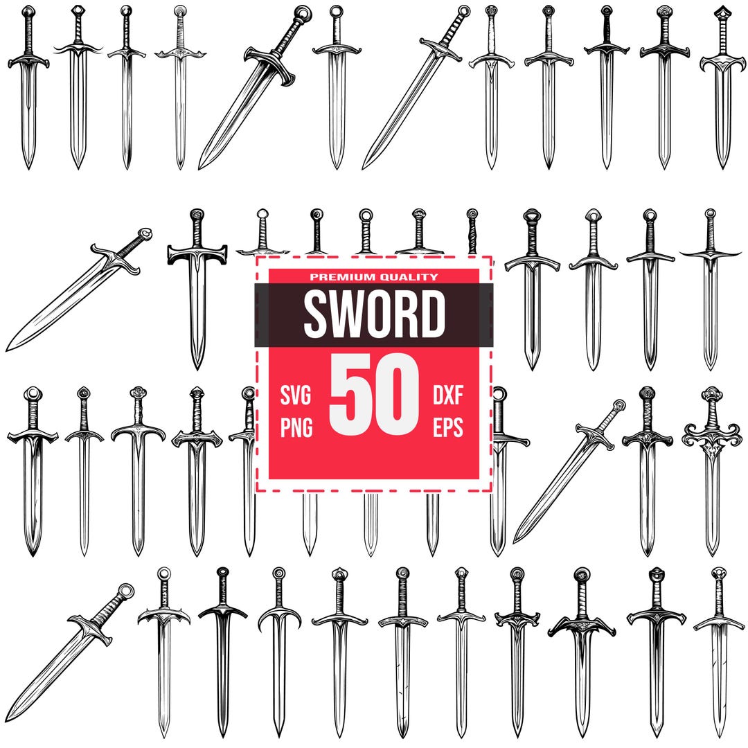 Sword Svg Bundle, Medieval Sword Svg, Samurai Sword Svg, Fantasy Sword ...