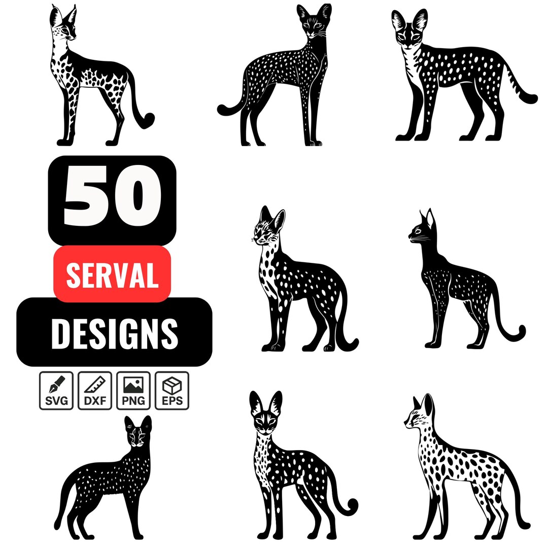 Serval Svg Bundle, Wild Cat Png, Exotic Animal Svg, Spotted Cat Svg ...