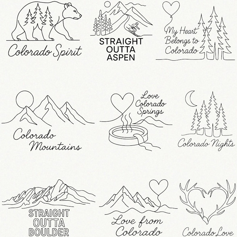 50 Colorado Line Art SVG Bundle – State Outline, Mountains, Denver ...
