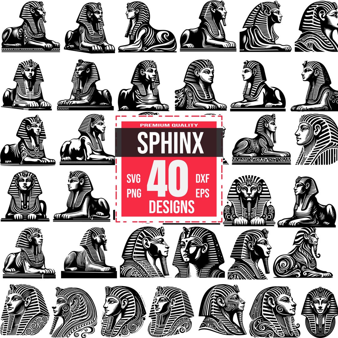 Sphinx SVG Bundle | 40 Mystical Sphinx Designs | Egyptian Mythology ...