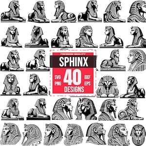 Sphinx SVG Bundle | 40 Mystical Sphinx Designs | Egyptian Mythology, Ancient Art Clipart - Etsy