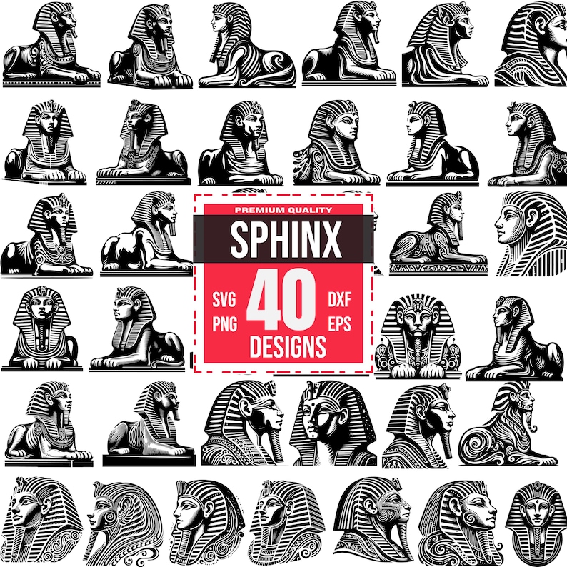40 Sphinx SVG Bundle, Ancient Egypt Clipart PNG, Pharaoh Sphinx ...