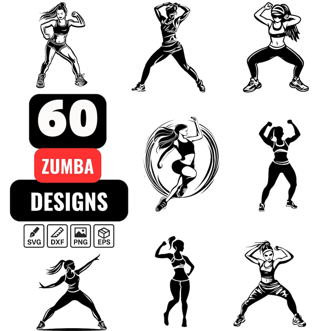 Zumba Svg Bundle, Dance Fitness Png, Workout Design Svg, Fitness ...