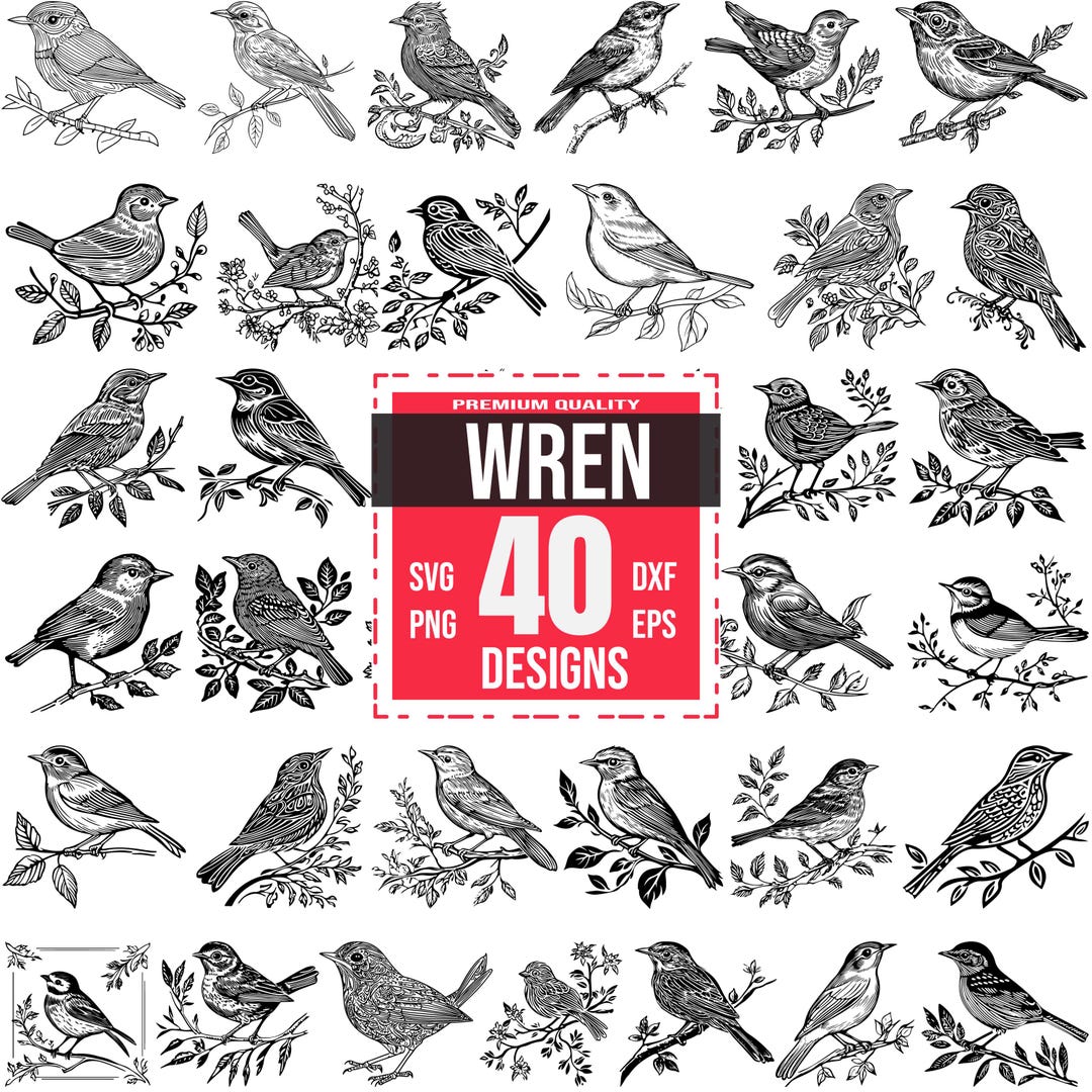 Wren Svg Bundle, Wren Clipart, Woodland Bird Svg, Wren Vector, Cute ...