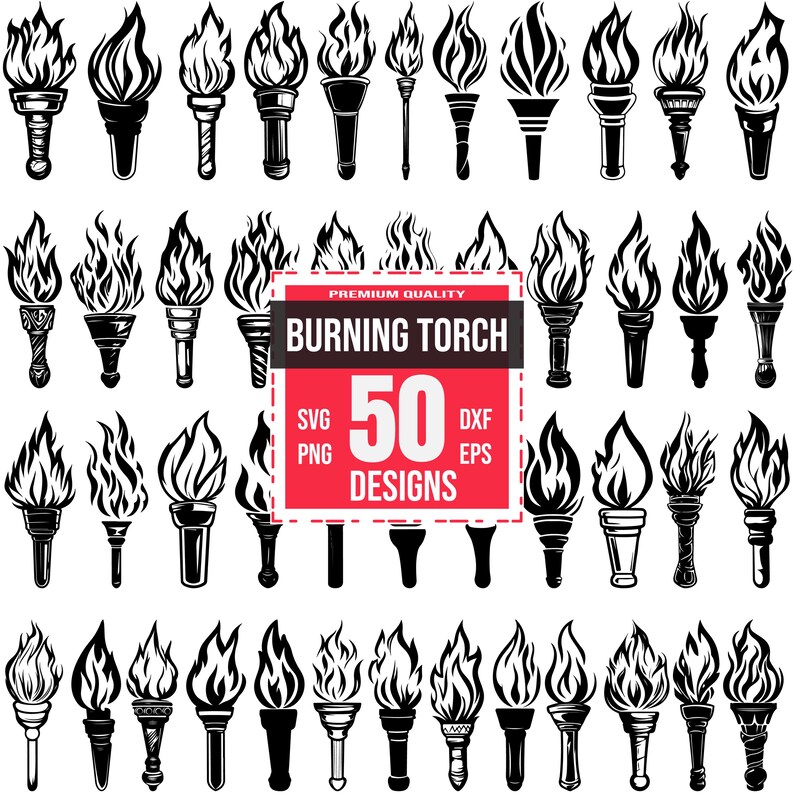 Burning Torch Svg Bundle, Burning Torch Png, Flaming Torch Svg, Torch ...