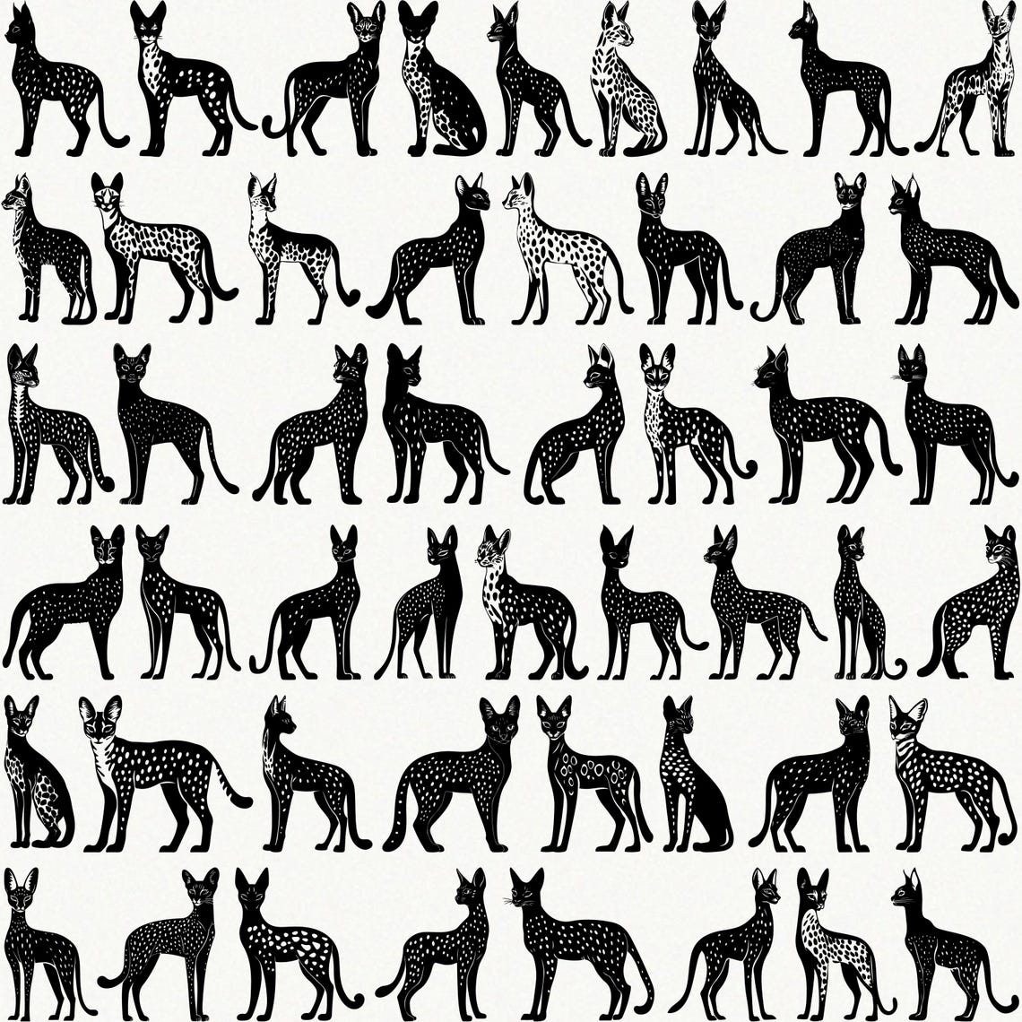 Serval Svg Bundle, Wild Cat Png, Exotic Animal Svg, Spotted Cat Svg ...