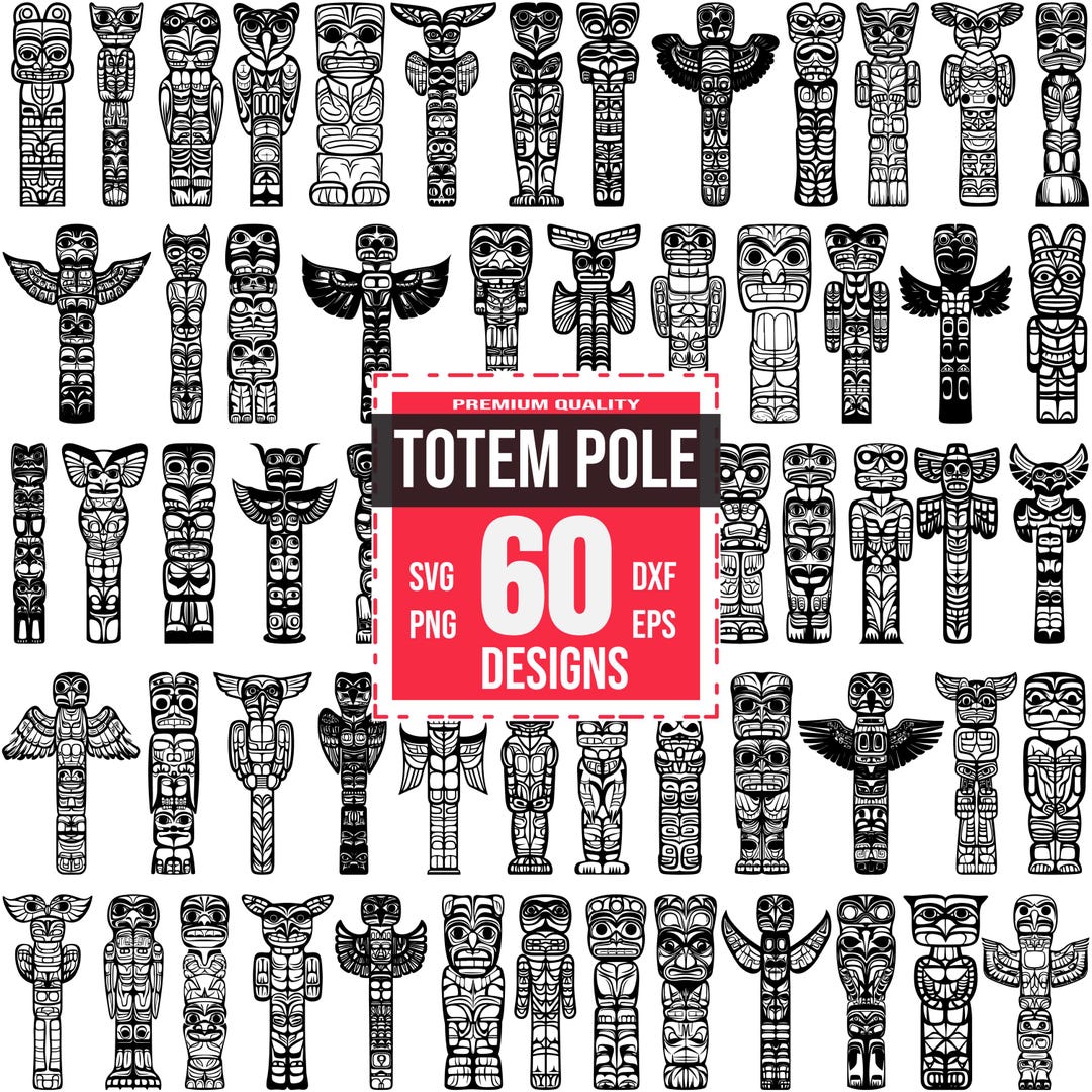 Totem Pole Svg Bundle, Totem Pole Png, Totem Clipart, Totem Vector ...