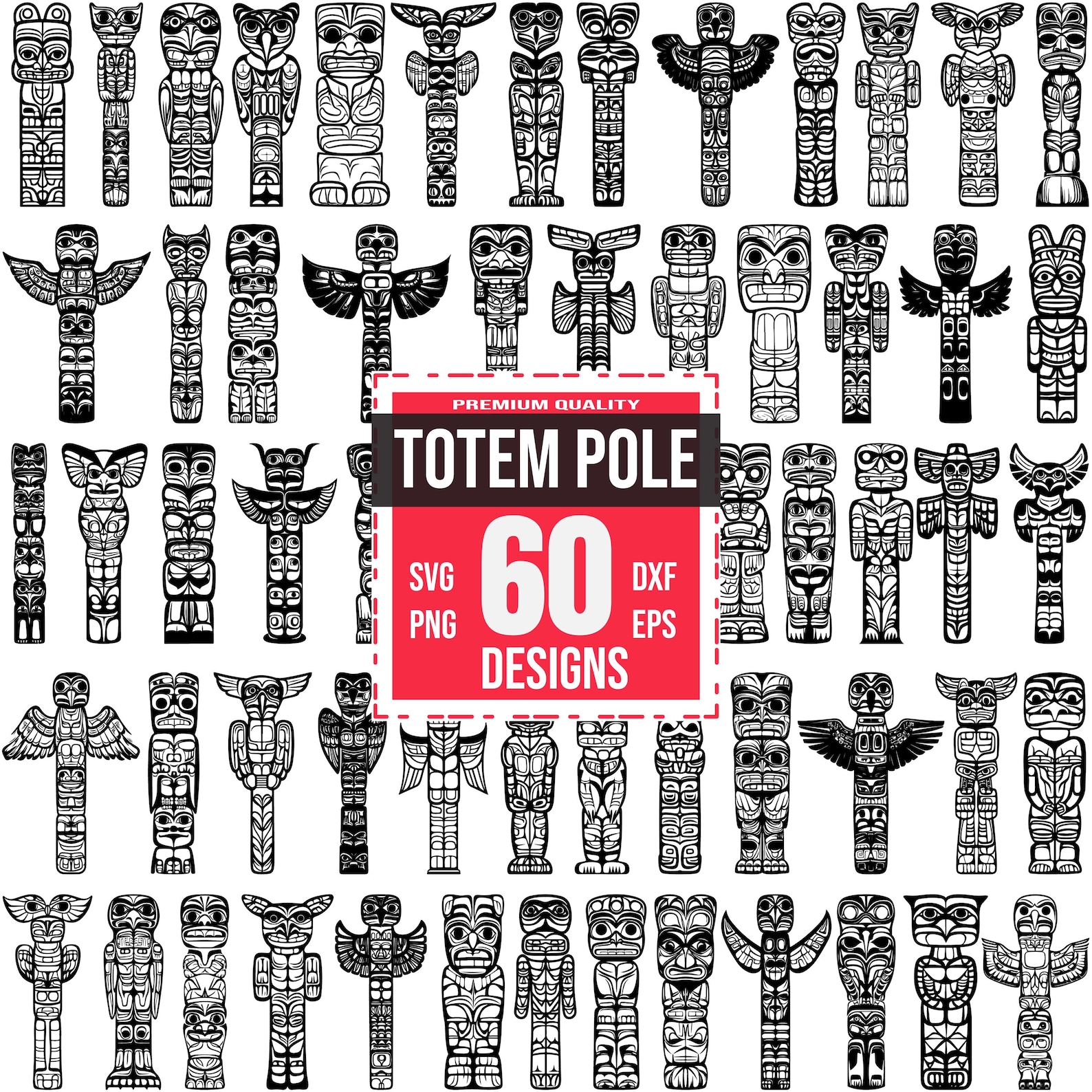 Totem Pole Svg Bundle, Totem Pole Png, Totem Clipart, Totem Vector ...