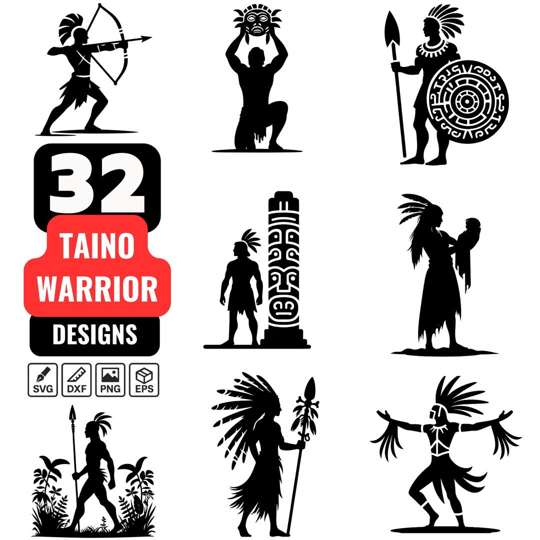 32 Taino Warrior SVG Bundle, Ancient Shaman Silhouette, Indigenous ...