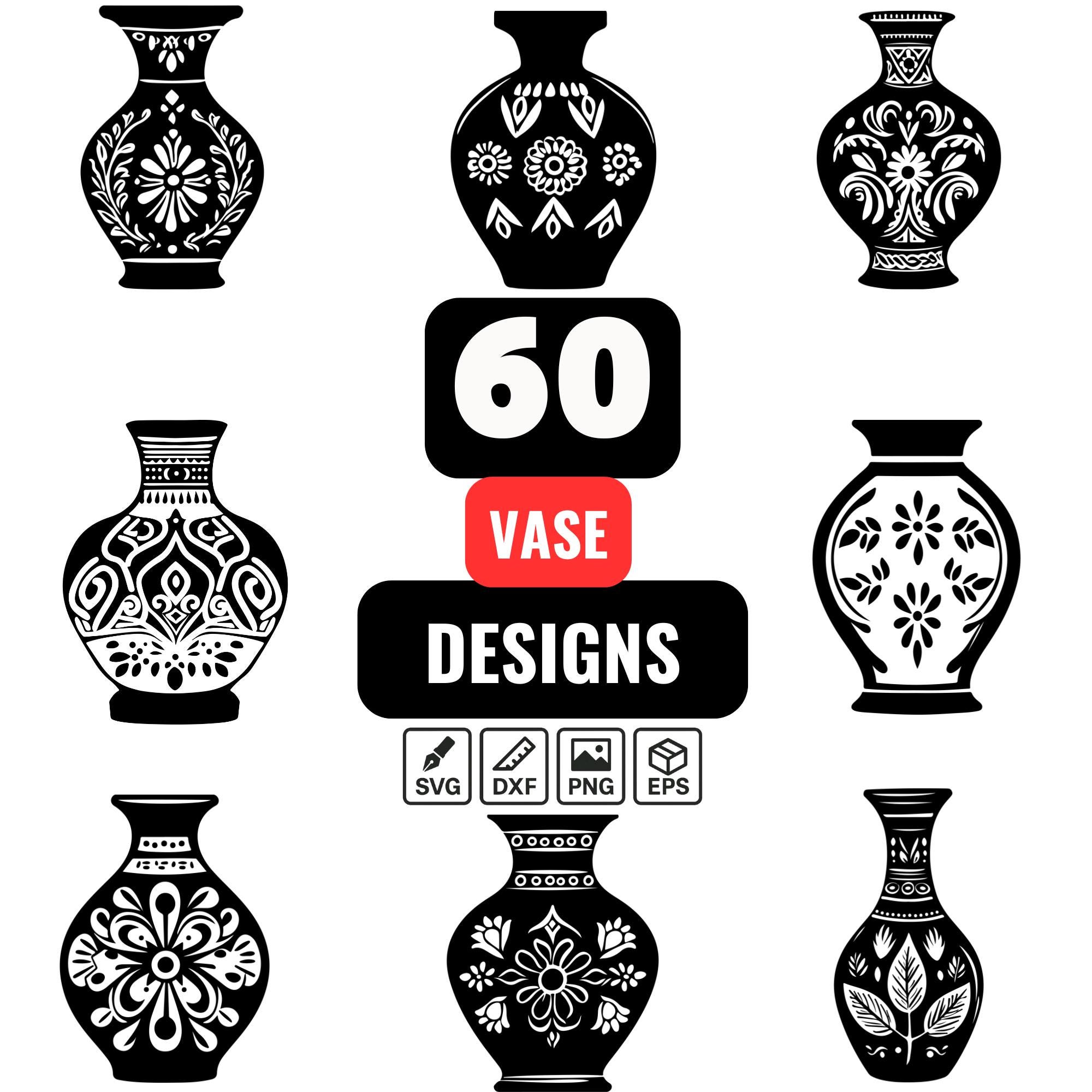 Vase Svg Bundle, Vase Svg, Flower Vase Png, Decorative Vase Design ...