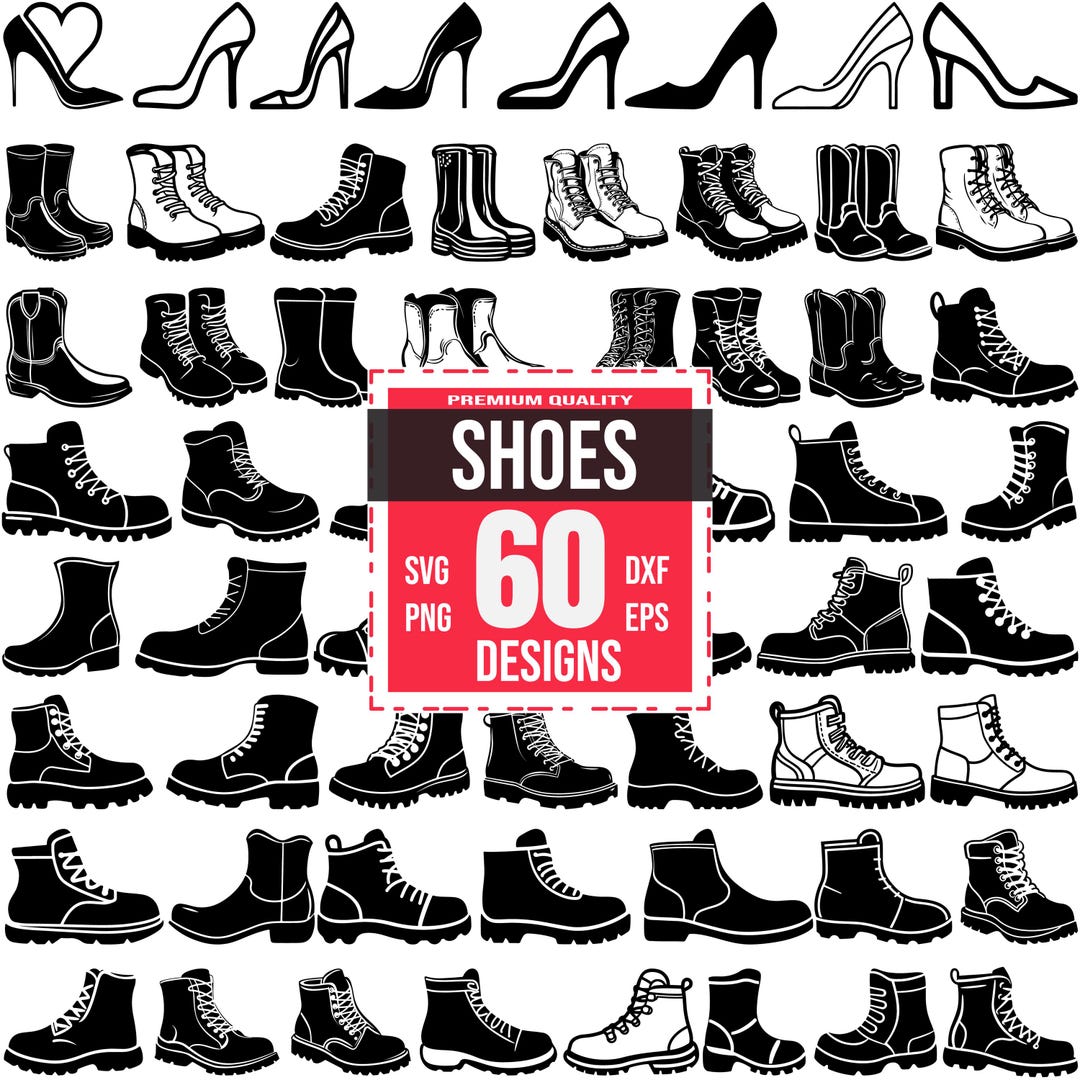 Shoes Svg Bundle, Shoe Clipart, Fashion Design, Footwear Svg, Stylish ...