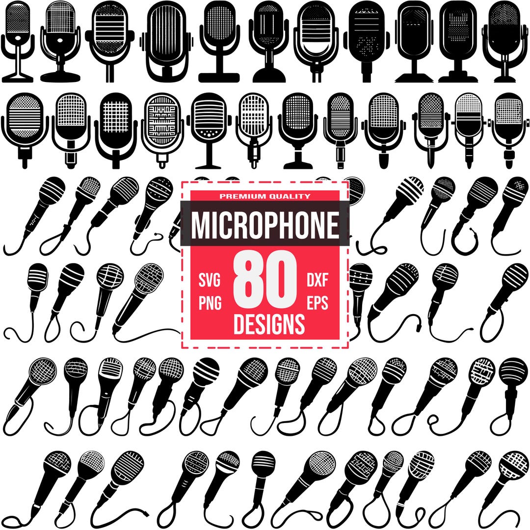 Microphone Svg Bundle, Microphone Png, Music Svg, Podcast Svg, Audio ...