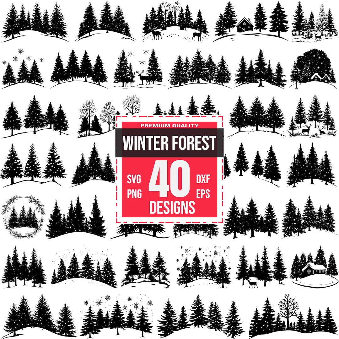 Winter Forest Svg Bundle, Christmas Forest Svg, Winter Forest Png ...