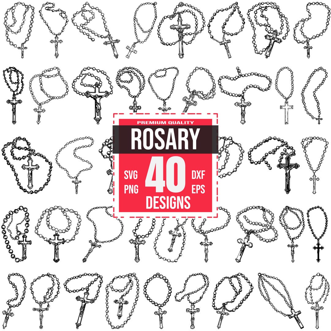 Rosary Svg Bundle, Rosary Illustration, Prayer Beads Svg, Christian Svg ...