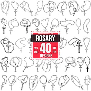 Rosary Svg Bundle, Rosary Illustration, Prayer Beads Svg, Christian Svg ...