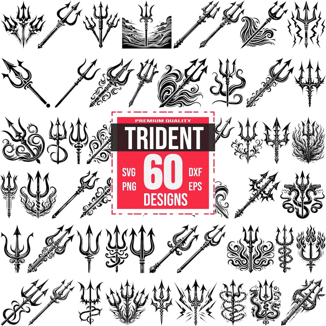 Trident SVG Bundle | 60 Powerful & Mythical Designs | Poseidon, Neptune ...