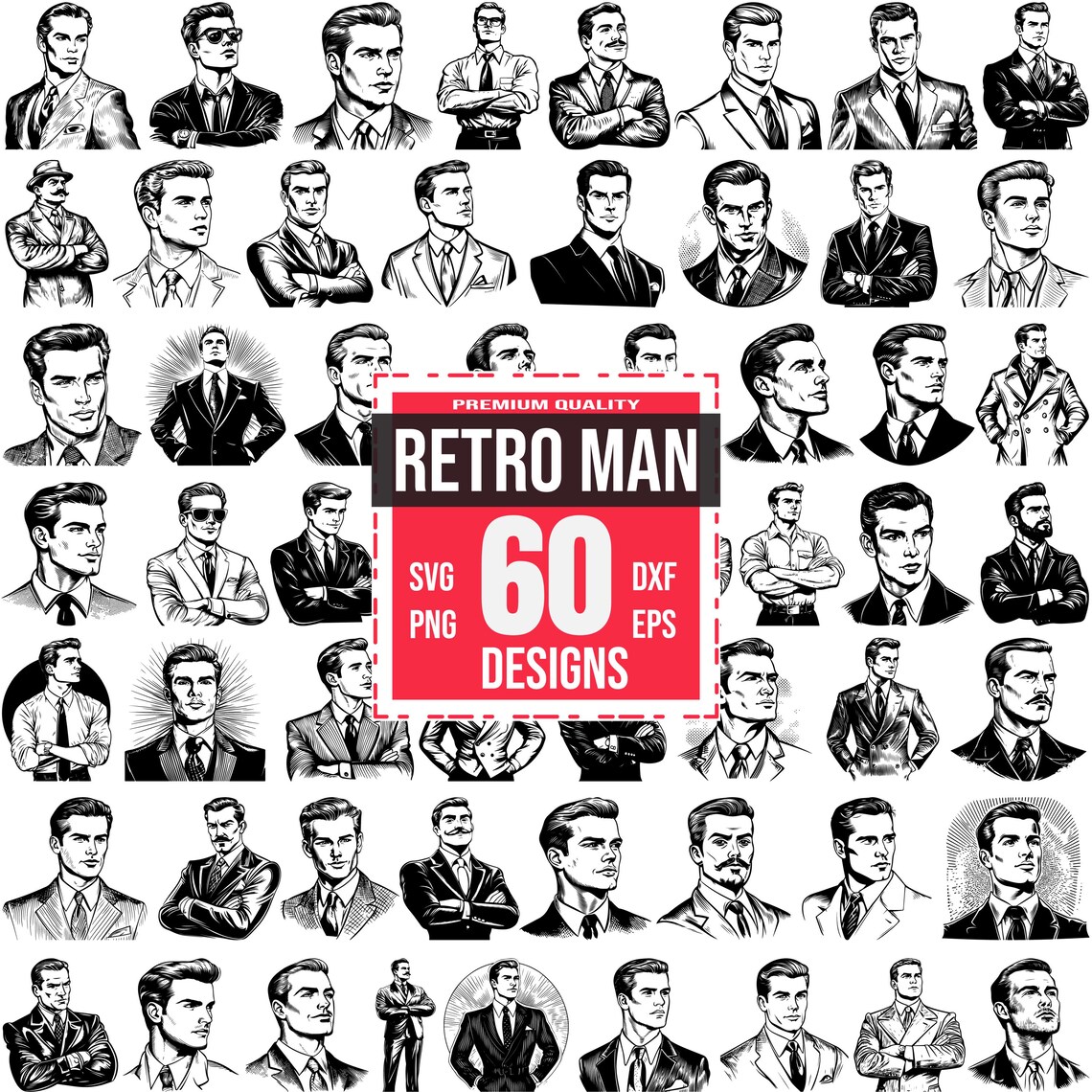 Retro Man Svg Bundle, Retro Clipart, Retro Man Vector, Retro Man Png ...