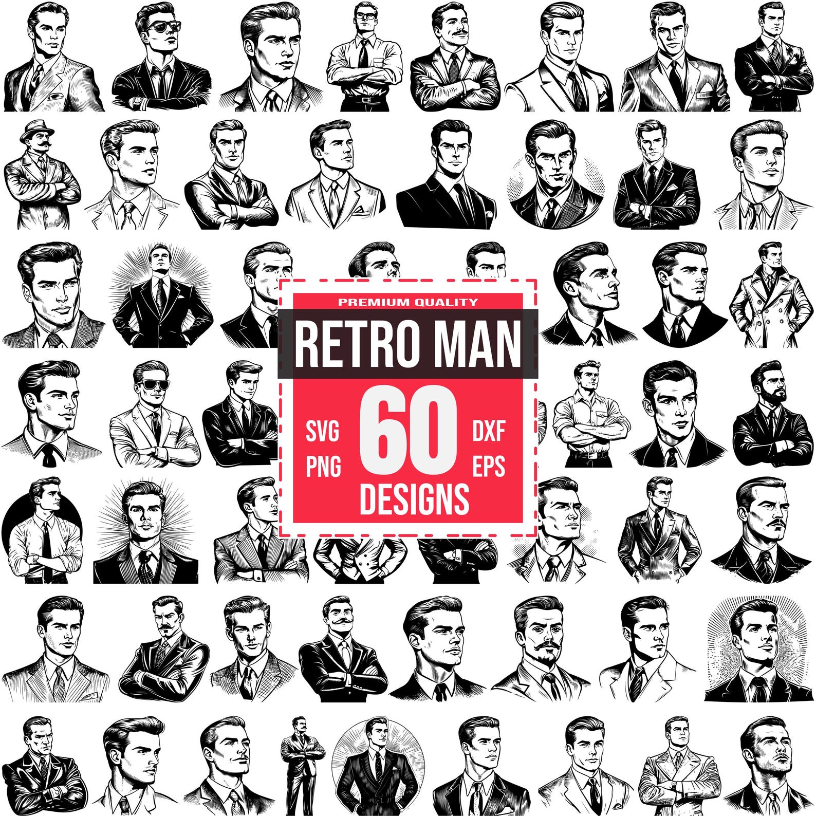 Retro Man Svg Bundle, Retro Clipart, Retro Man Vector, Retro Man Png ...