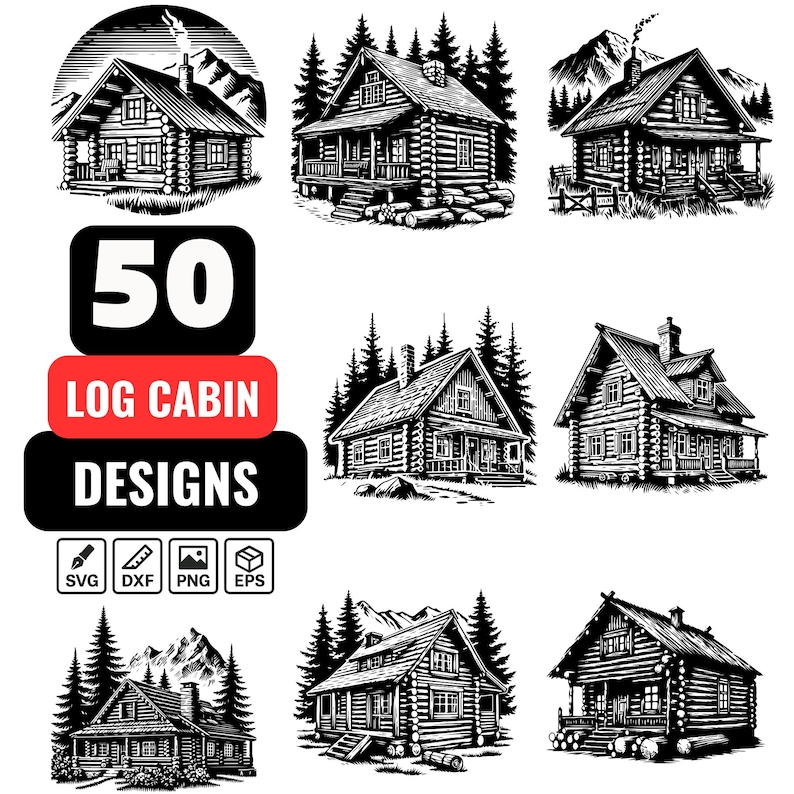 Log Cabin Svg Bundle, Rustic Cabin Svg, Log House Svg, Mountain Cabin ...