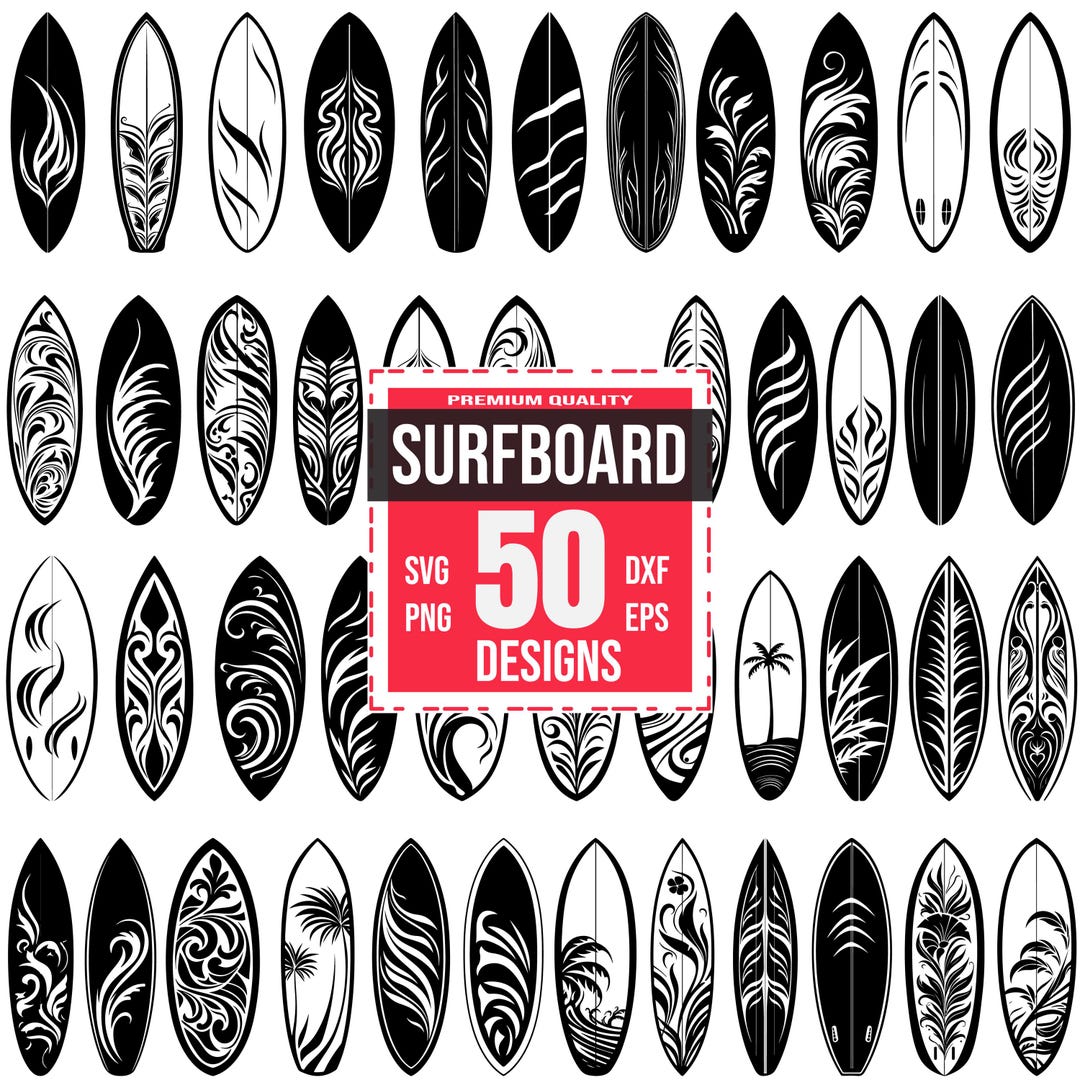 Surfboard Svg Bundle, Surfboard Outline Svg, Surfboard Drawing ...