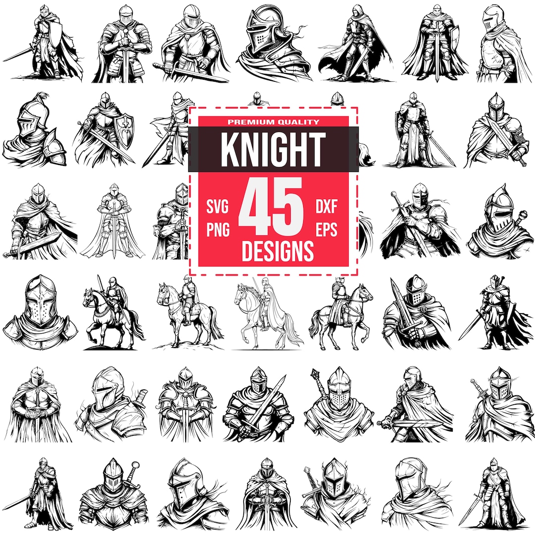 Knight Svg Bundle, Medieval Knight Svg, Knight Illustration, Chivalry ...