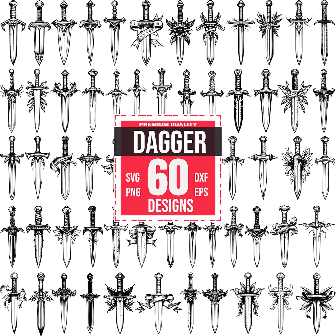 Dagger Svg Bundle, Weapon Svg, Medieval Dagger Svg, Dagger Vector ...