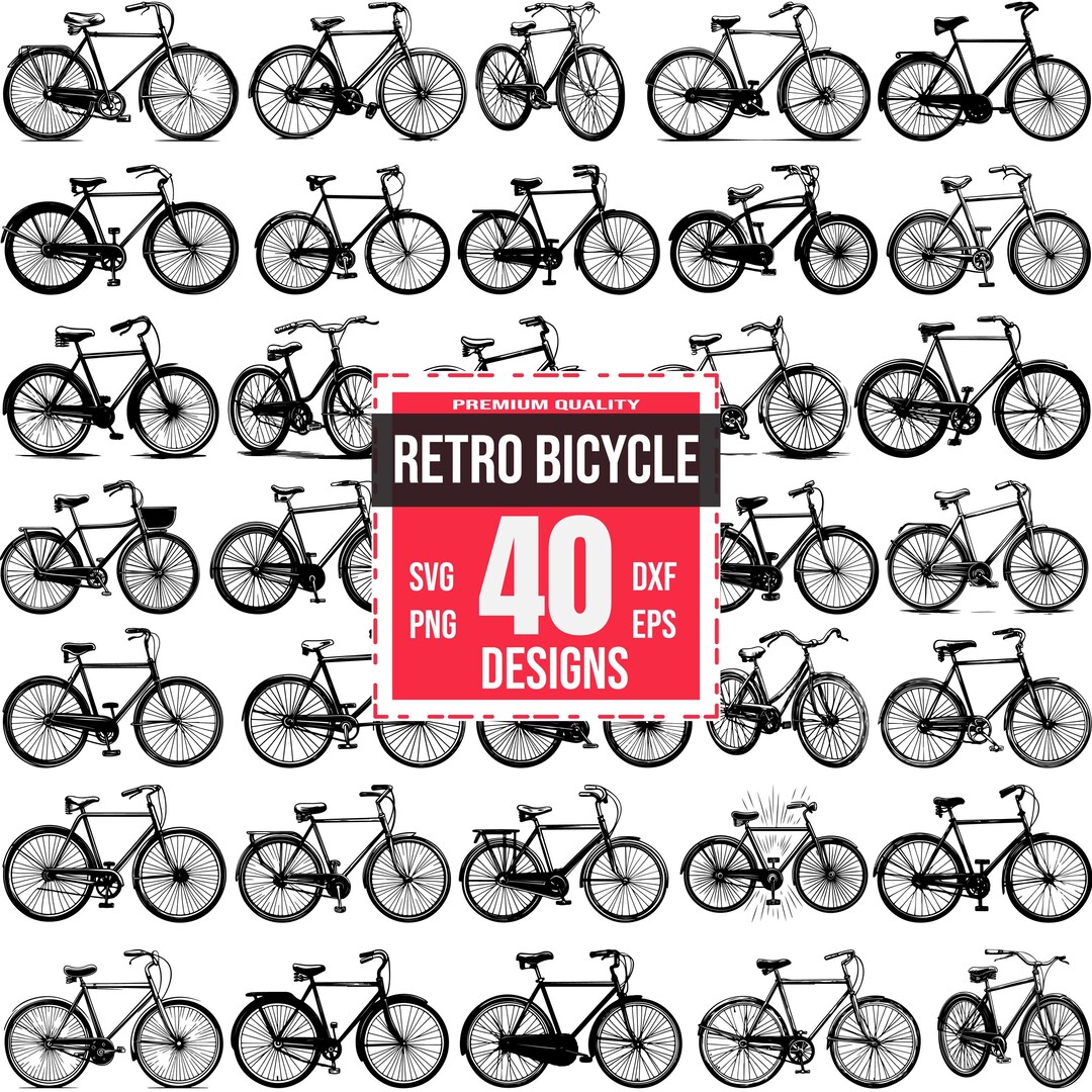 Retro Bicycle Svg Bundle, Retro Bicycle Png, Vintage Bicycle Svg, Old ...