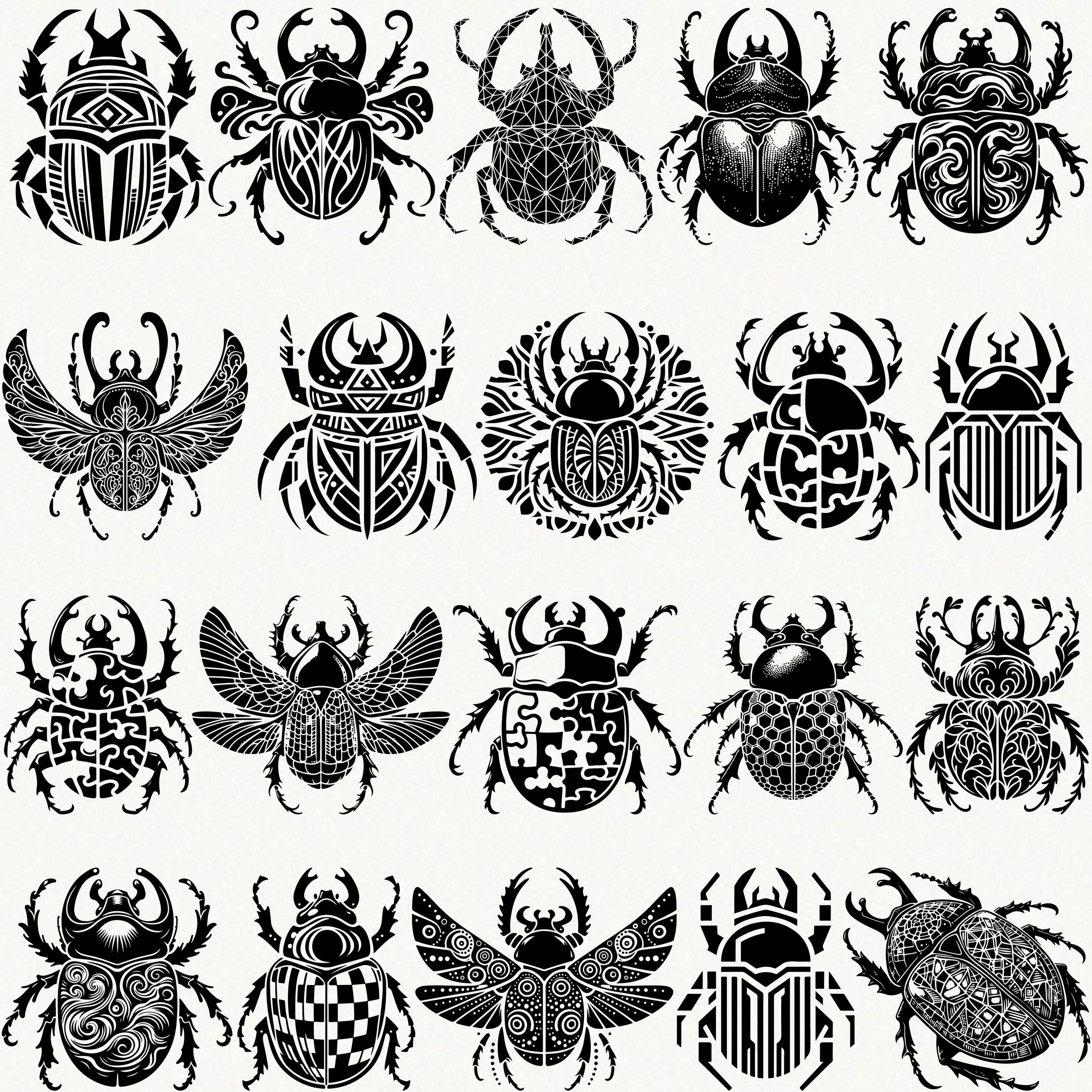 Scarab Beetle SVG Bundle, 60 Scarab Designs, Beetle Clipart, Insect ...
