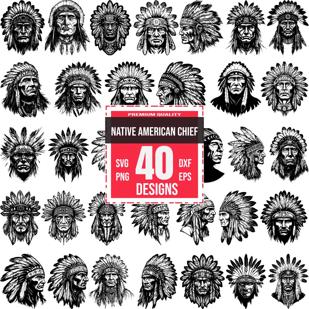 Native American Chief Svg Bundle, Chief Headdress Png, Indigenous Art ...