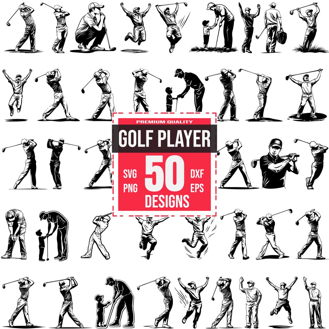 Golf Player Svg Bundle, Golf Action Pose, Golf Player Illustration ...