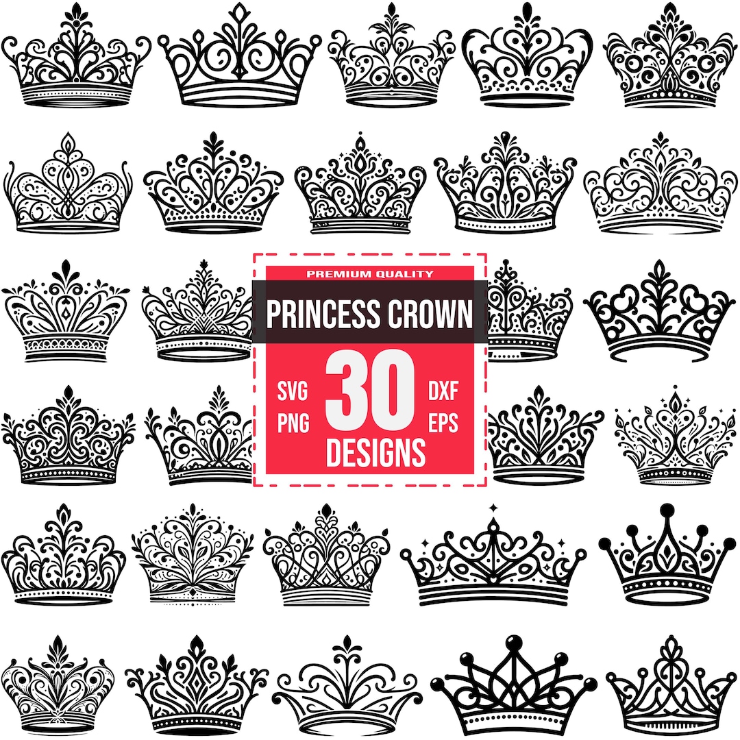 Princess Crown Svg Bundle, Princess Crown Png, Princess Crown Dxf ...