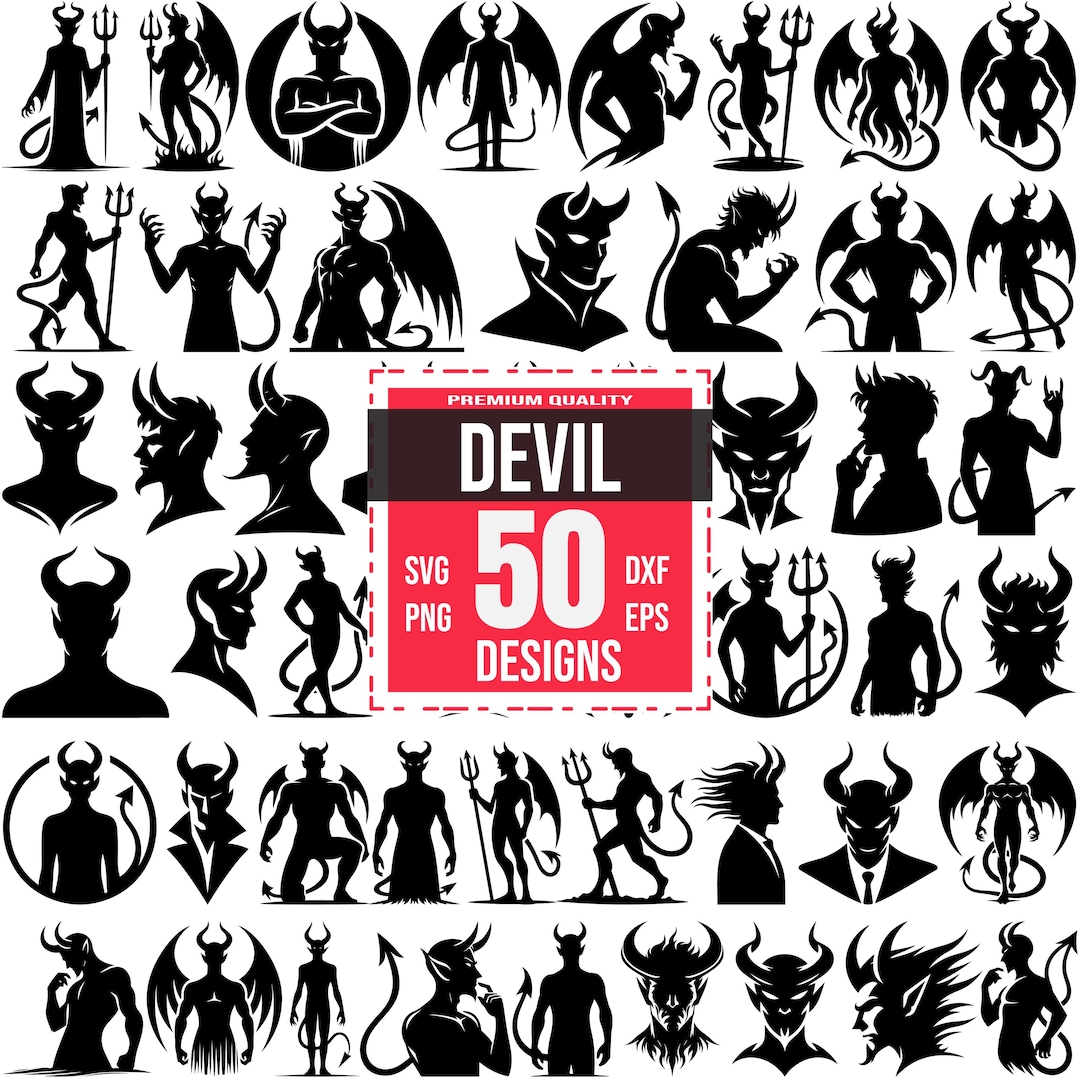 Devil SVG Bundle | 50 Demon and Gothic Designs | Horror, Fantasy ...