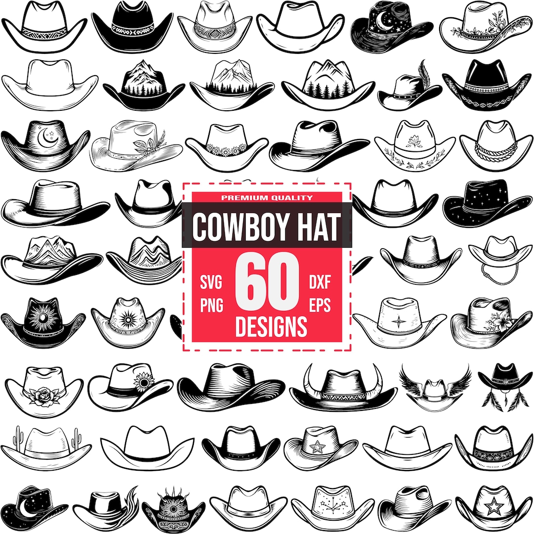 Cowboy Hat Svg Bundle, Cowboy Hat Png, Western Hat Svg, Country Hat Svg ...