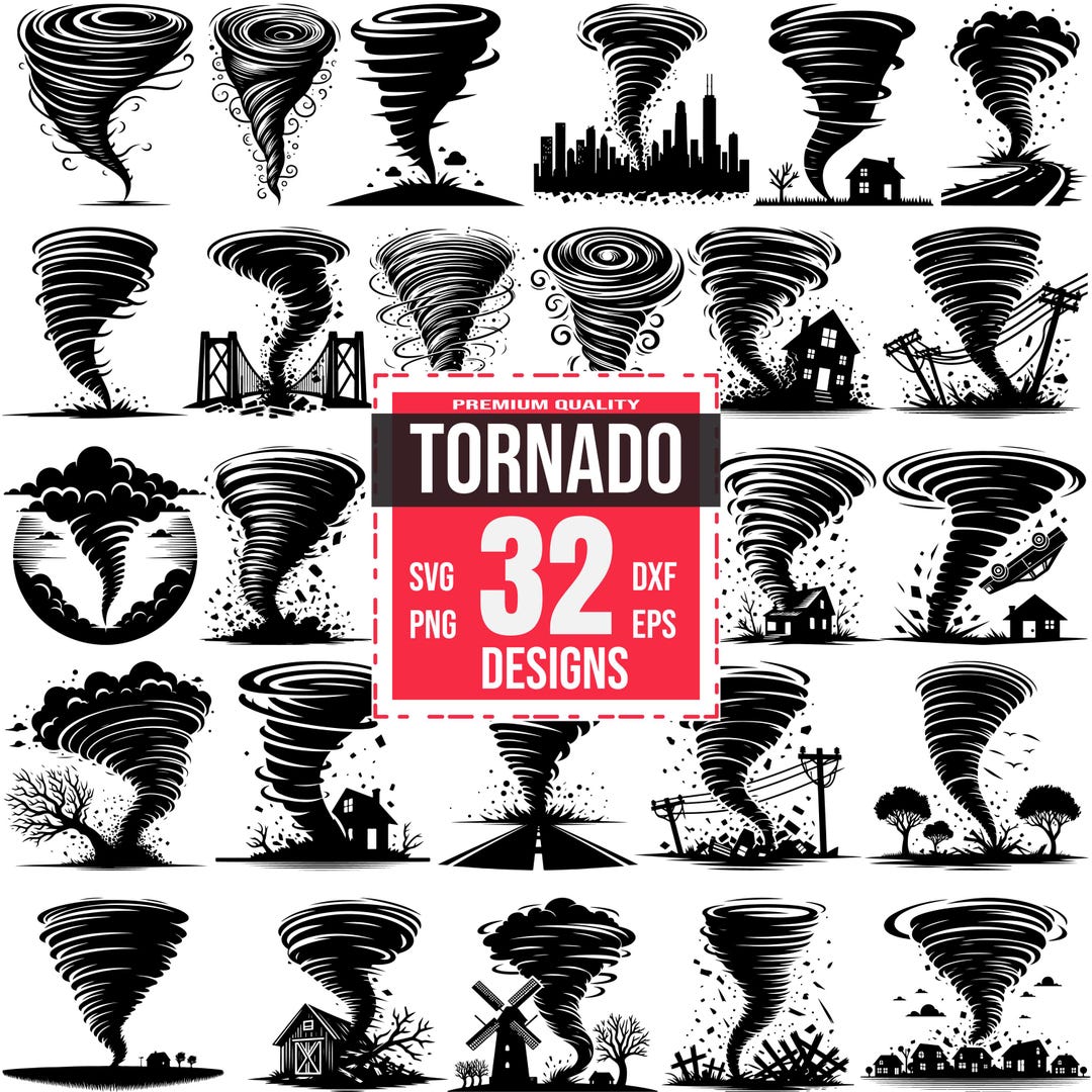 Tornado SVG Bundle Natural Disaster Clipart Set, Storm Twister ...