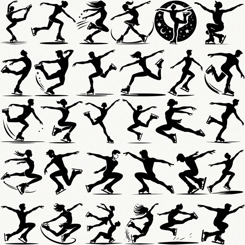 30 Figure Skating SVG Bundle | Ice Skater Silhouette Clipart | Winter ...