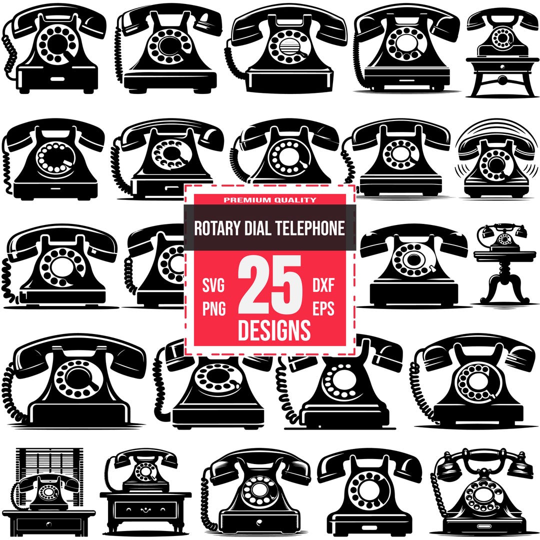 25 Vintage Rotary Telephone SVG, Retro Phone Clipart, Antique Dial ...