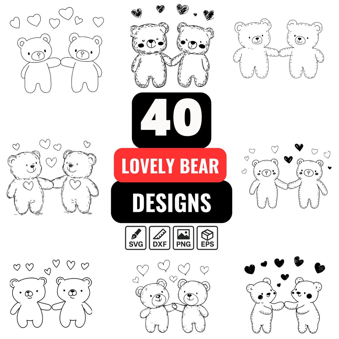 Lovely Bears Svg Bundle, Lovely Bear Png, Cute Bear Svg, Bear Clipart ...