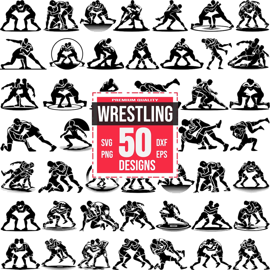 Wrestling SVG Bundle | 50 Wrestler Designs | Wrestling Clipart | Combat ...