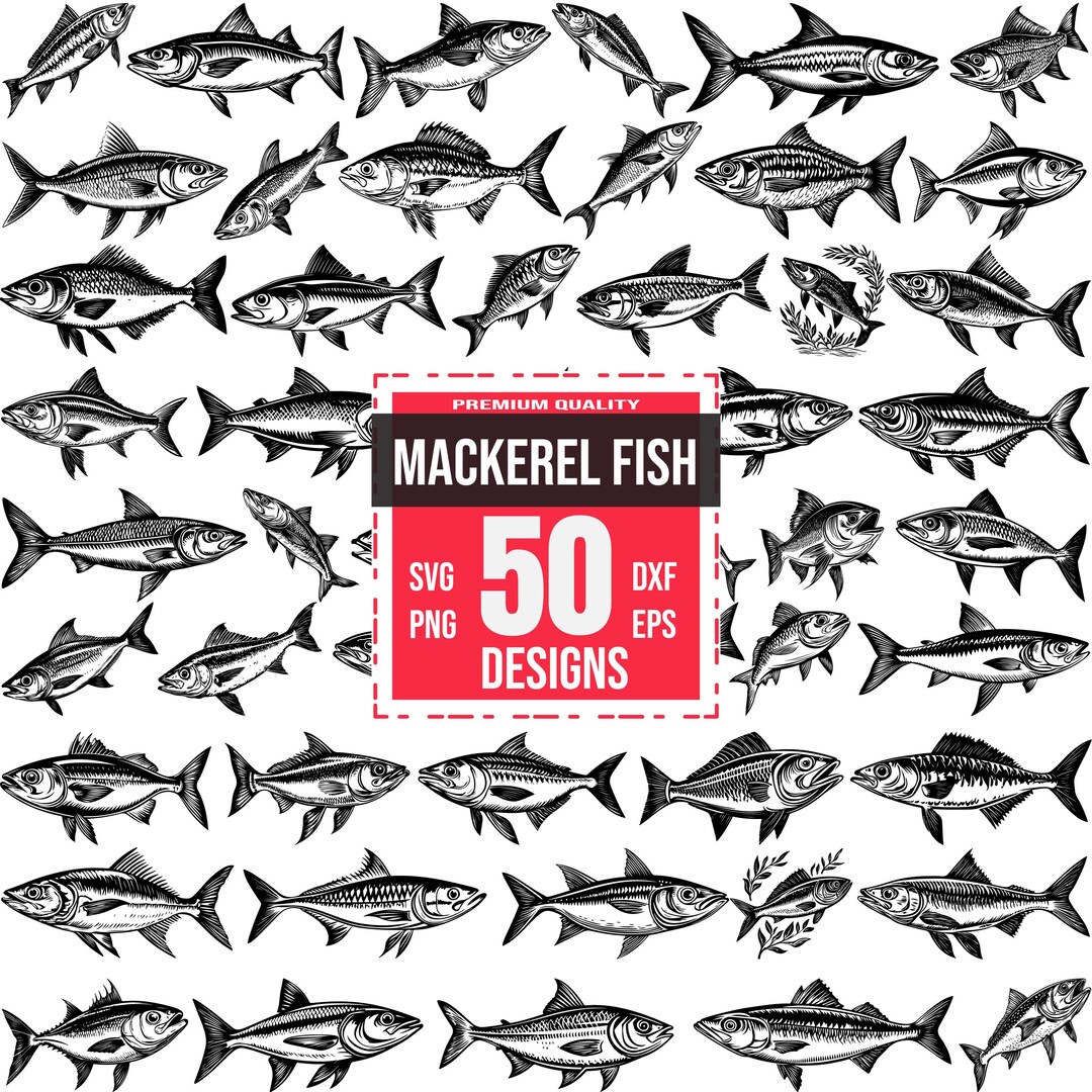 Mackerel Fish Svg Bundle, Striped Fish Clipart, Mackerel Png, Saltwater ...