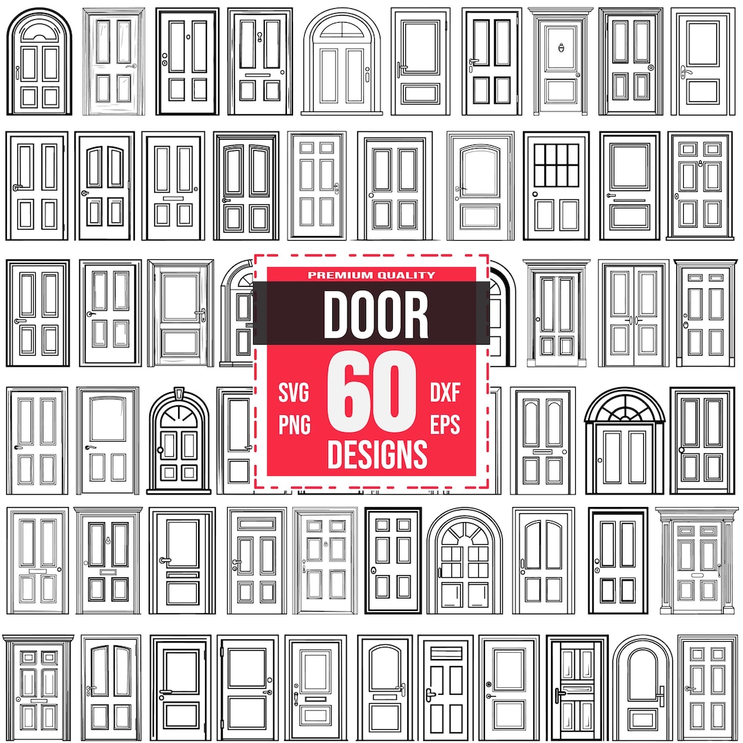 Door Svg Bundle, Door Outline Svg, Door Drawing, Eps Door Design, Door ...