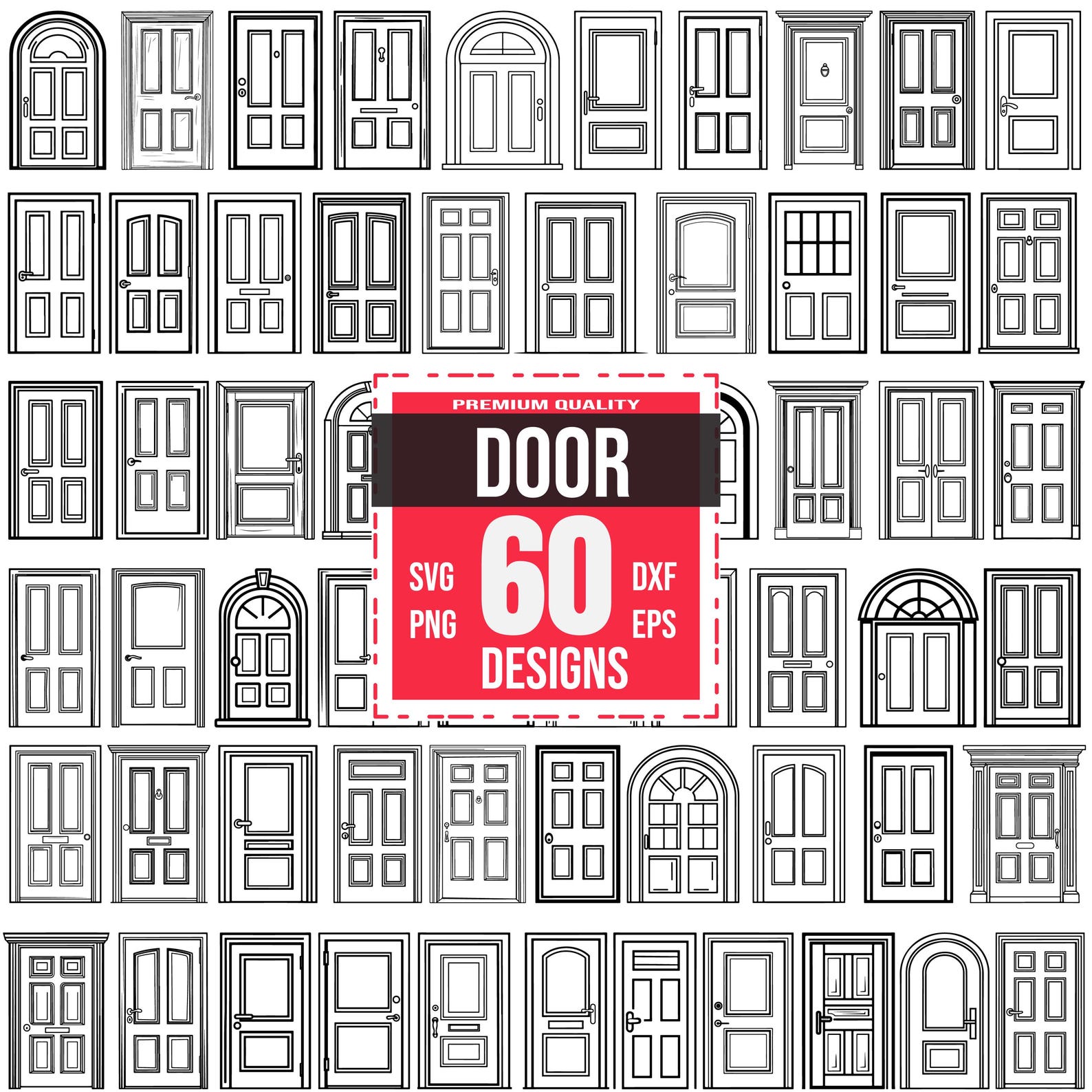 Door Svg Bundle, Door Outline Svg, Door Drawing, Eps Door Design, Door ...