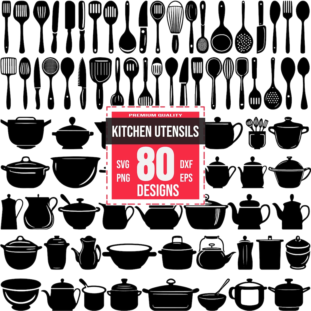 Kitchen Utensils Svg Bundle, Cooking Tools Png, Utensil Clipart ...